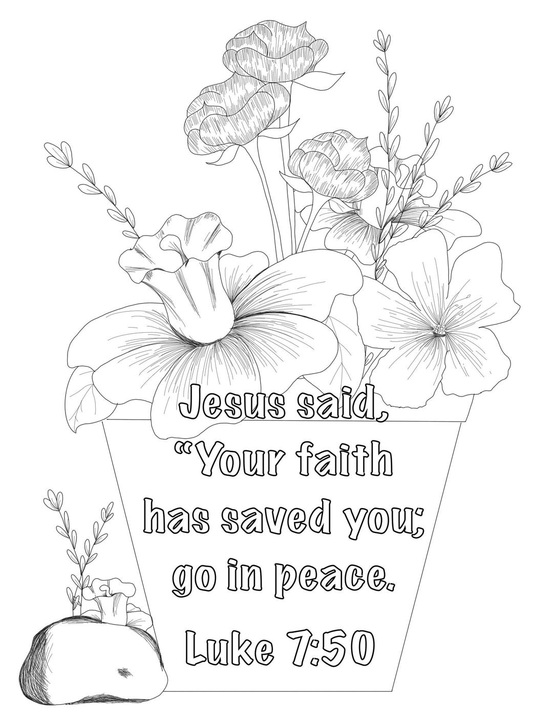 Hand-drawn Bible Coloring Page – Luke 7:50 - Etsy