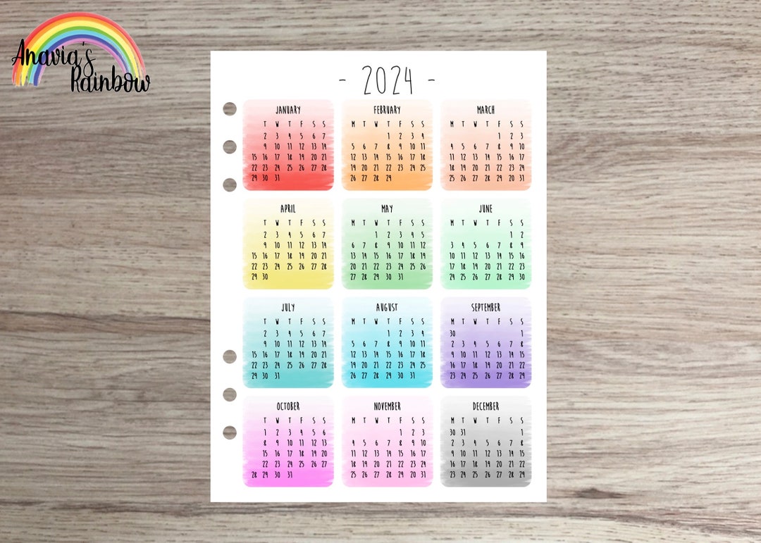 Six Ring 300GSM Card Calendar Dashboard Ombre Watercolour - Etsy