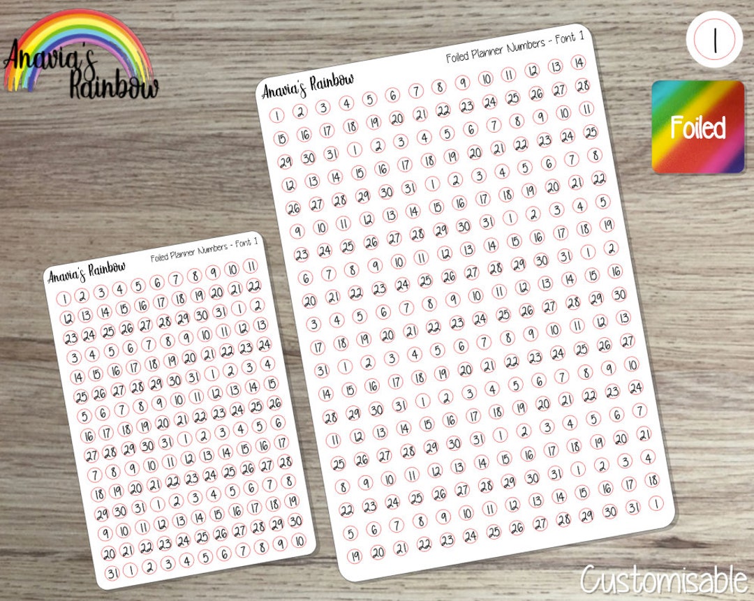 Foiled Planner Number Dot Stickers - Etsy