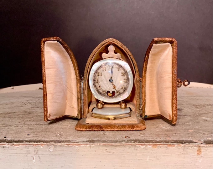 Antique Brevet Clock, Miniature Swiss Traveling Clock With Mother of ...