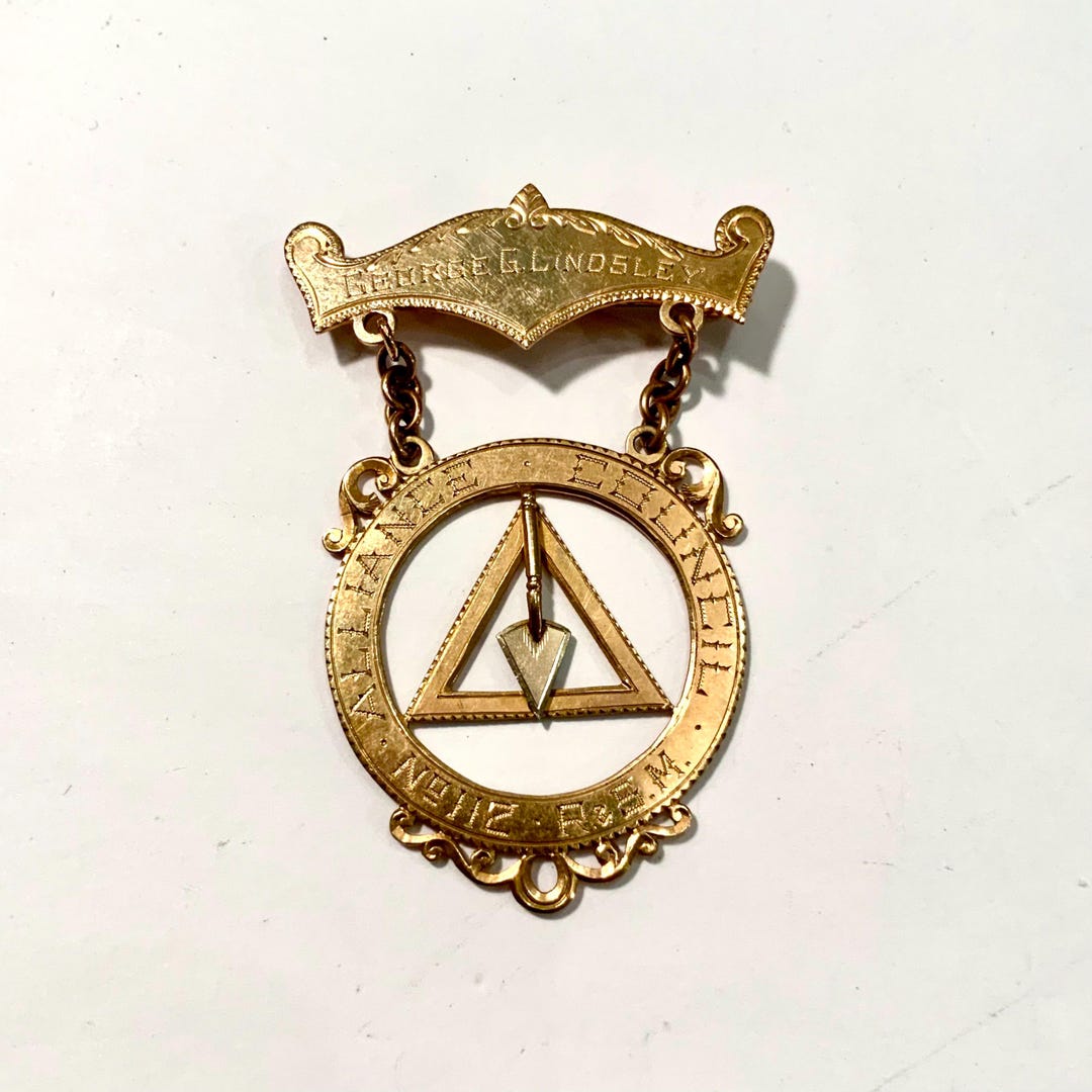 Antique 10K Gold Mason Lodge Pin Badge, Masonic, Odd Fellows, Ohio, Ca ...