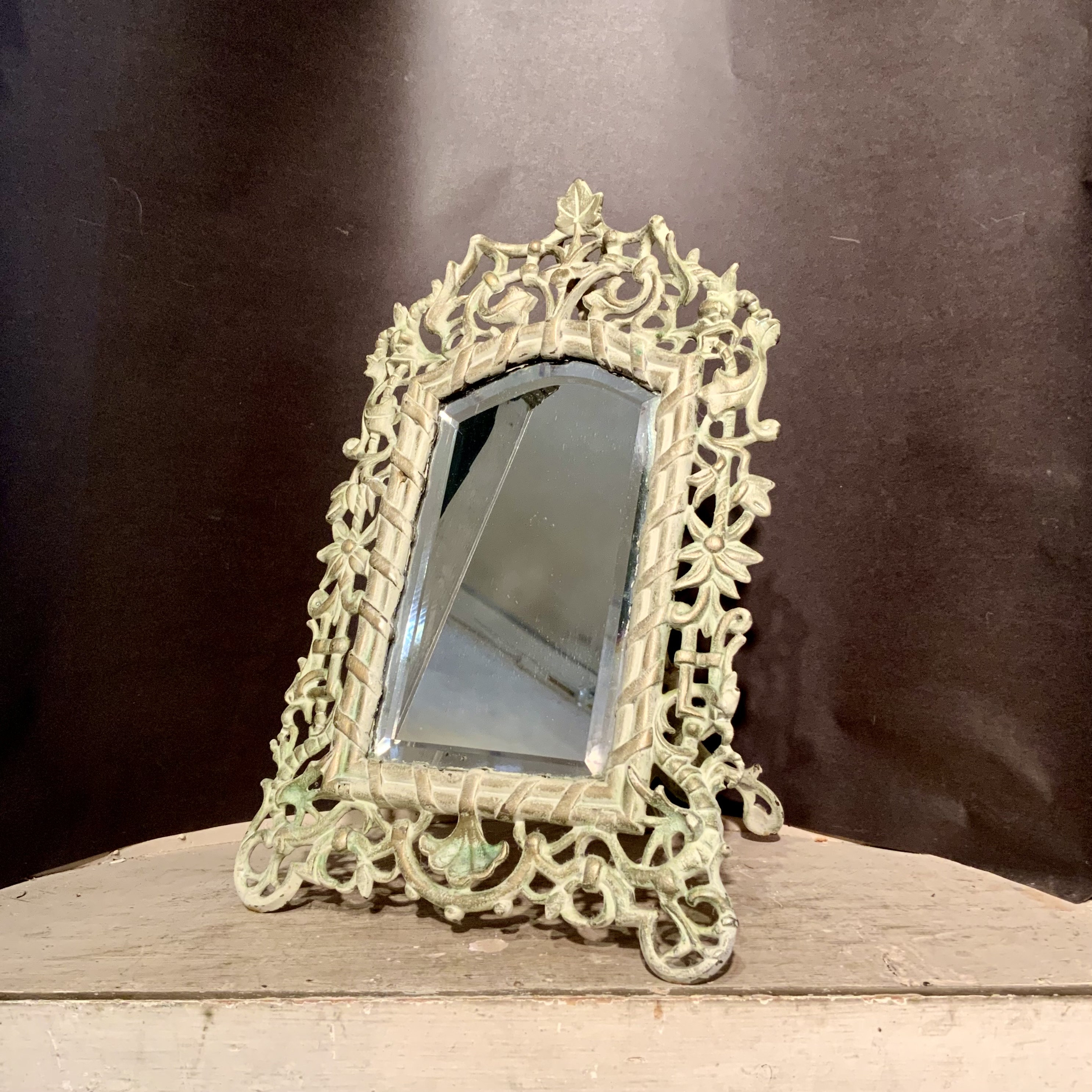 Antique Victorian Mirror, Cast Iron Frame With Beveled Mirror, Ca ...