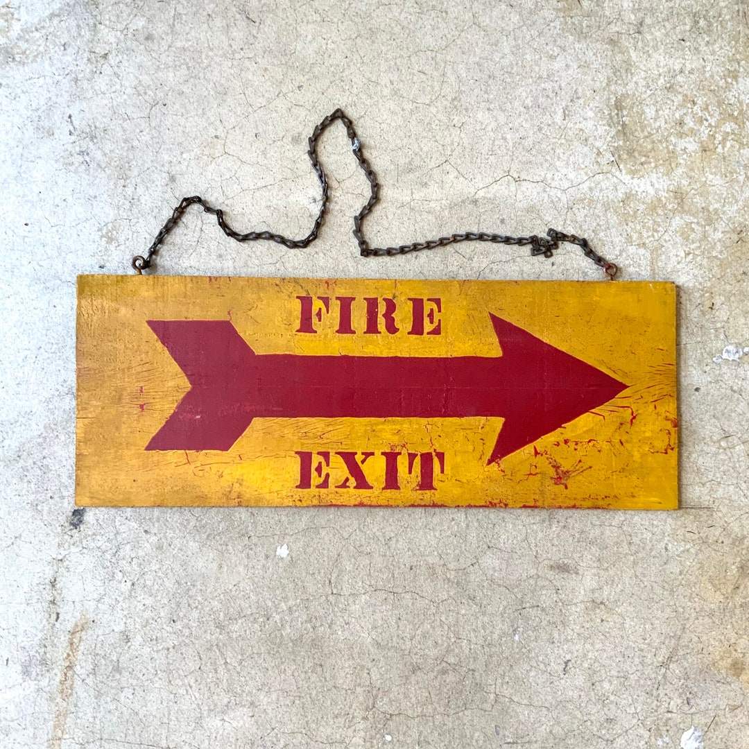 Antique Wooden Fire Exit Sign, Hand-painted, Ca: 1920s. - Etsy