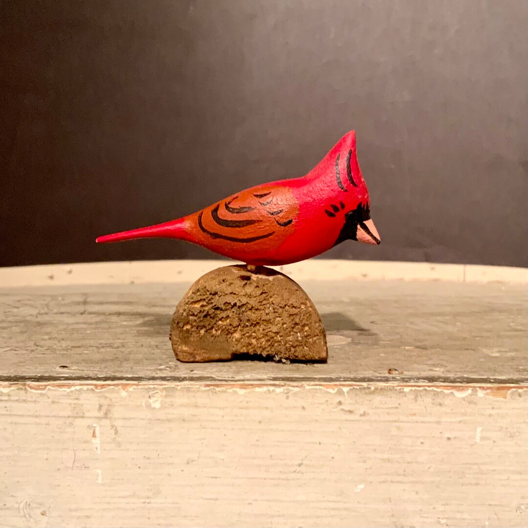 Vintage Miniature Bird Carving, Cardinal on Base, Ca: 1960s. - Etsy