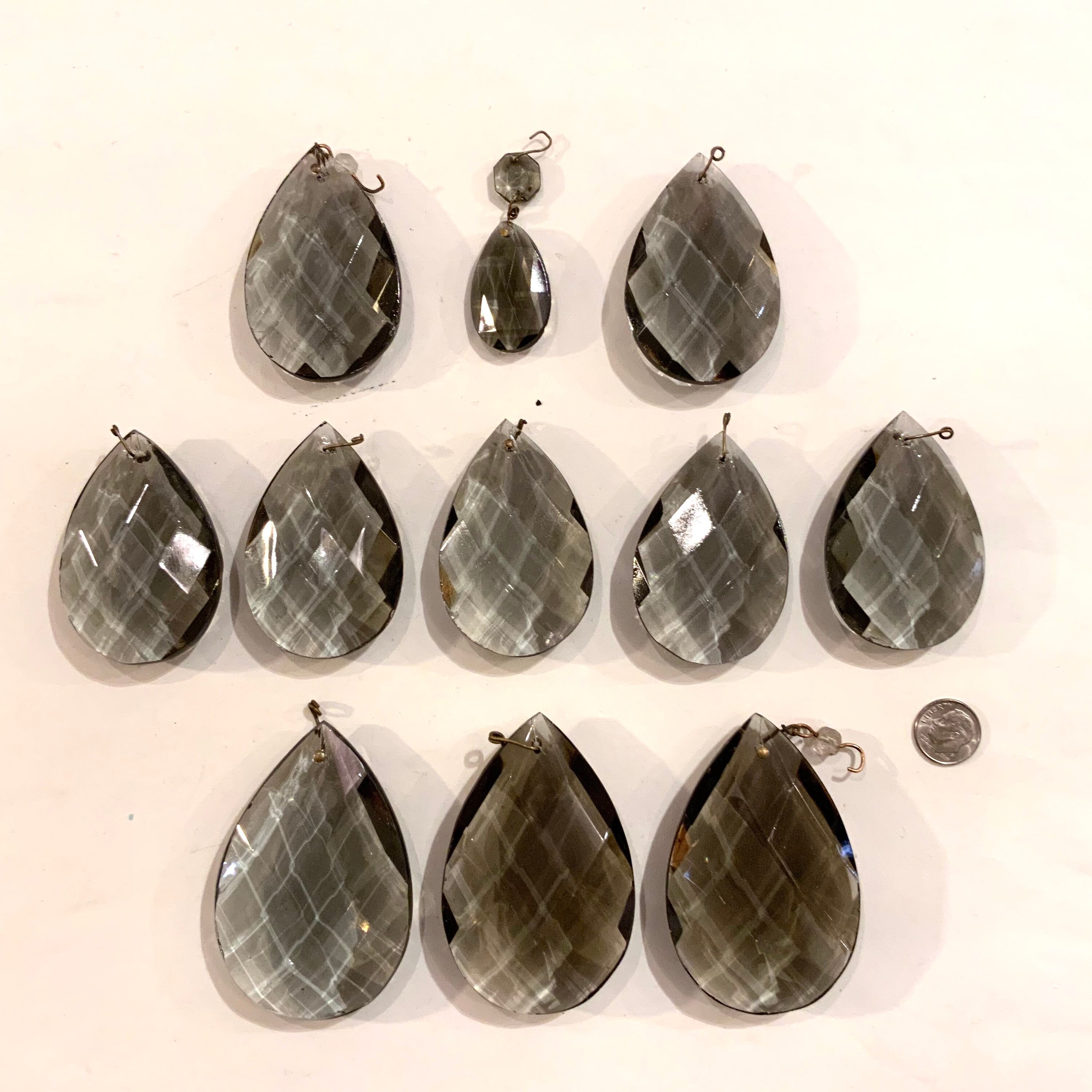 Vintage Crystal Prisms Assorted Large Smoke Glass Faceted - Etsy