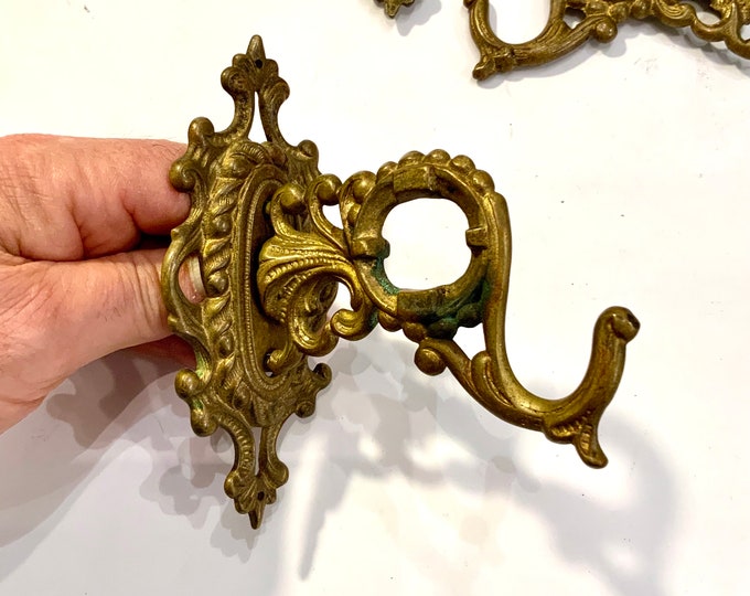 Antique Brass Curtain Rod Holders, Victorian Style Brackets, All Three ...