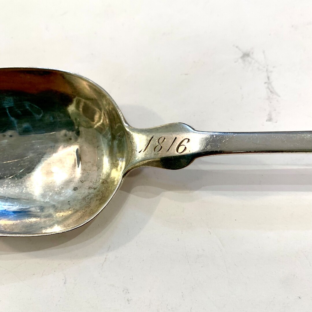 Georgian Sterling Serving Spoon, English, Engraved 1816. - Etsy