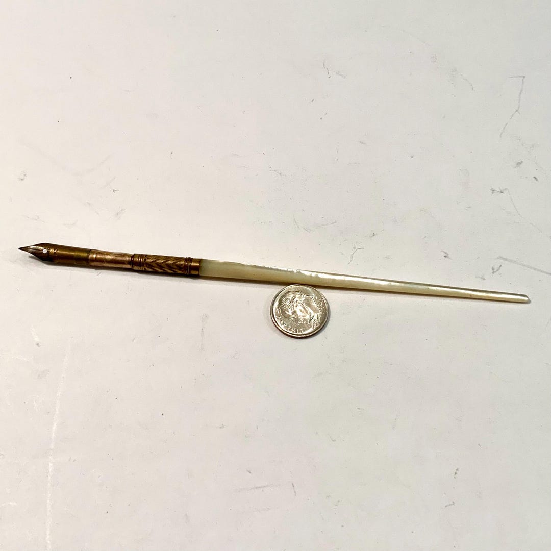 Antique Mother of Pearl Dip Pen, Victorian Quill Writing Pen, Ca: 1880s ...