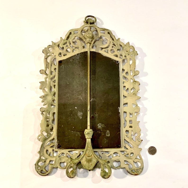 Antique Victorian Mirror, Cast Iron Frame With Beveled Mirror, Ca ...