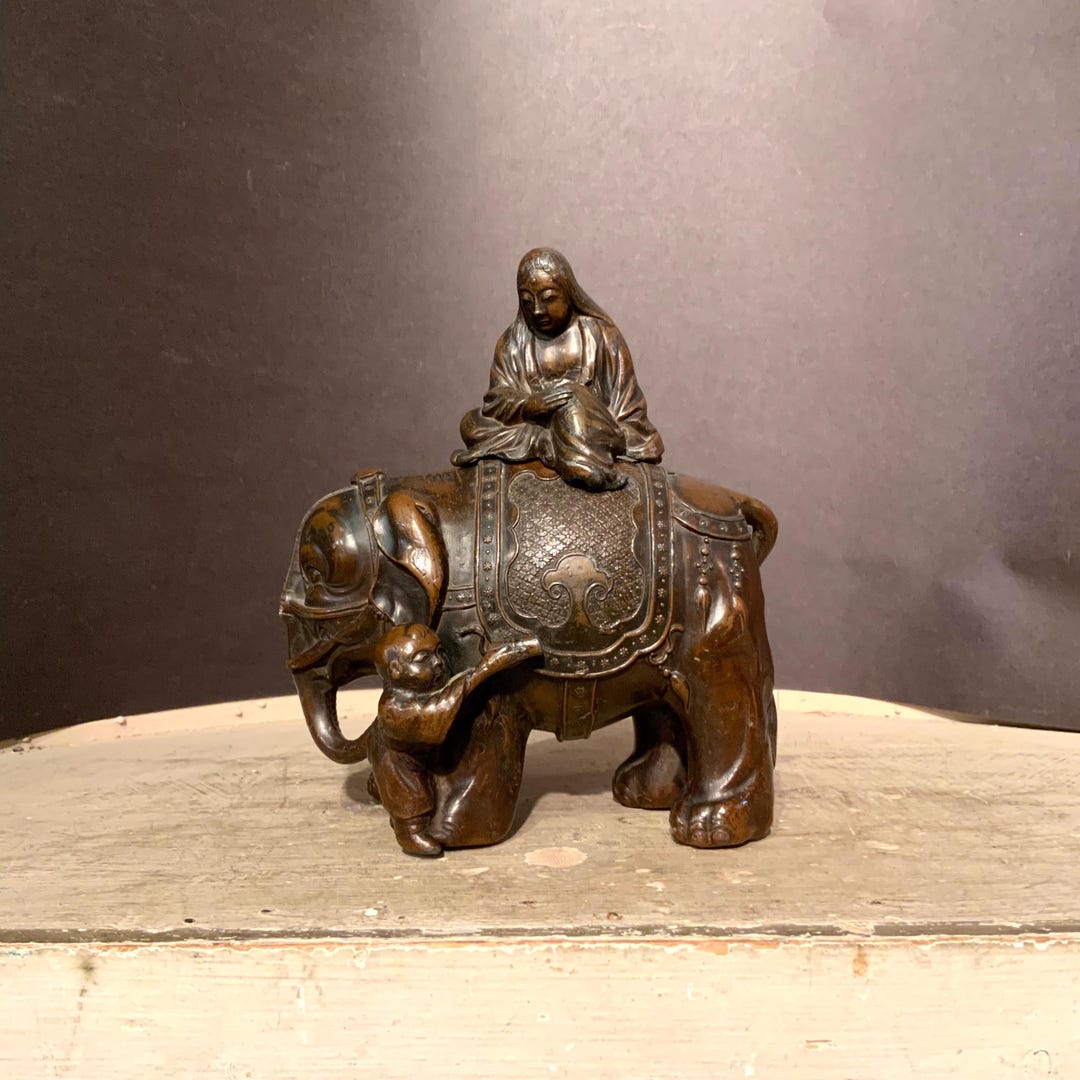 Antique Elephant Inkwell With Buddha, Bronze Plated, Ca: 1920s. - Etsy