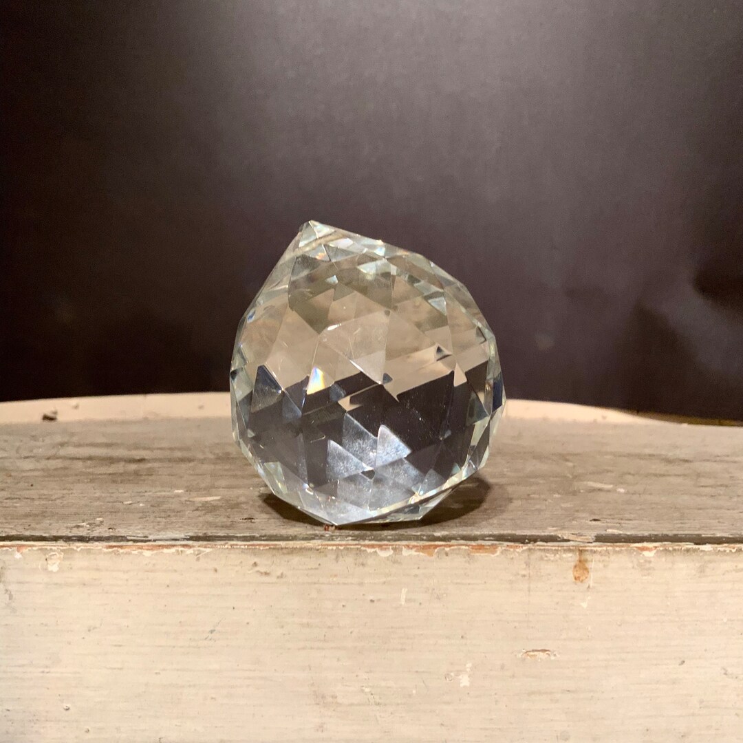 Large Vintage Crystal Ball Prism, Multi-faceted Chandelier Ball Prism ...