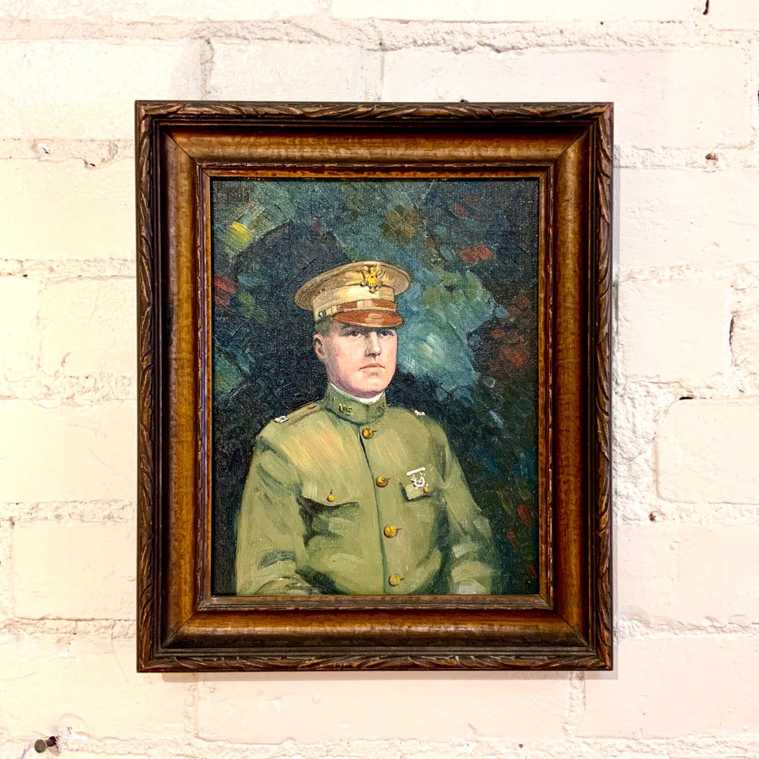 Vintage Military Portrait Oil Painting on Canvas by Theodore Leipold ...