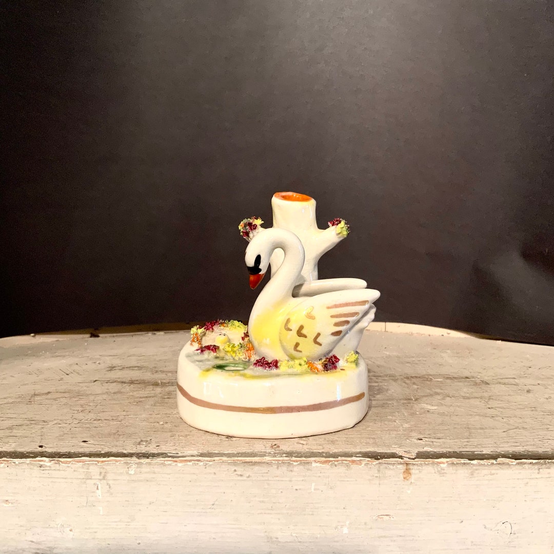 Antique Staffordshire Swan Inkwell Spill Vase, Ca: 1890. - Etsy