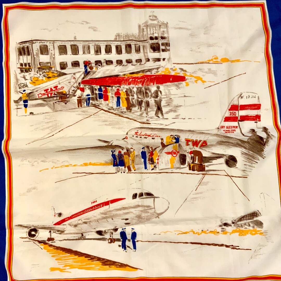 TWA Stewardess Silk Scarf Trans World Airlines Stewardess - Etsy