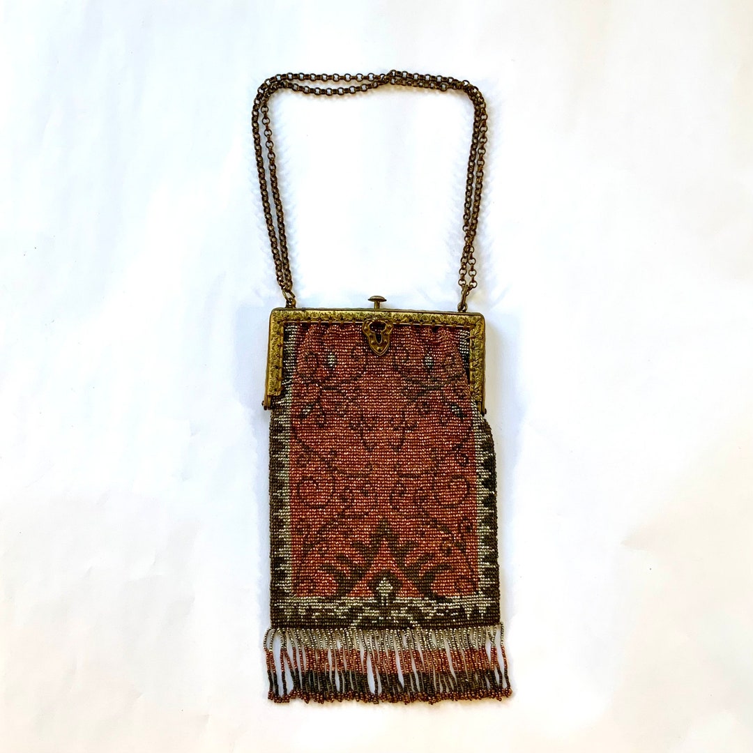French Beaded Bag, Antique Beaded Flapper Purse With Fringe, Ca: 1920s ...