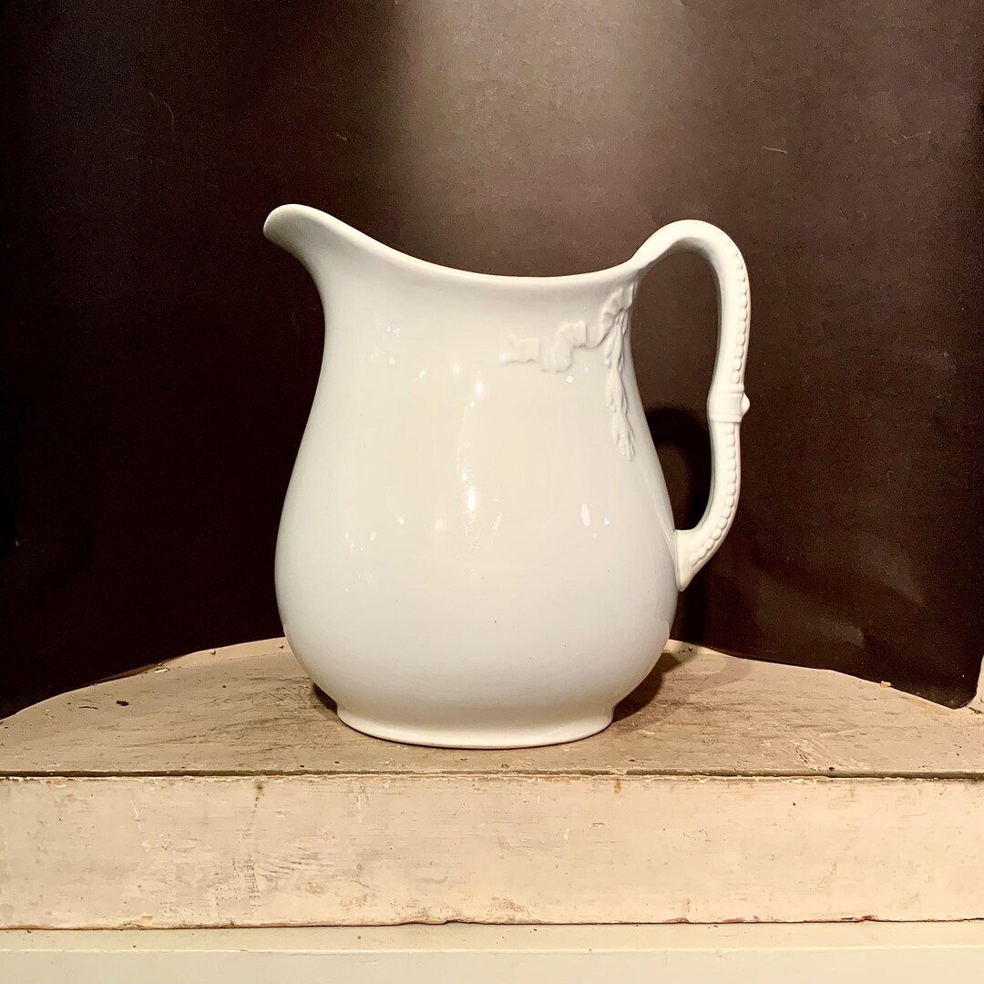 Large Antique Ironstone Pitcher, England, J. & G. Meakin, Ca: 1900. - Etsy