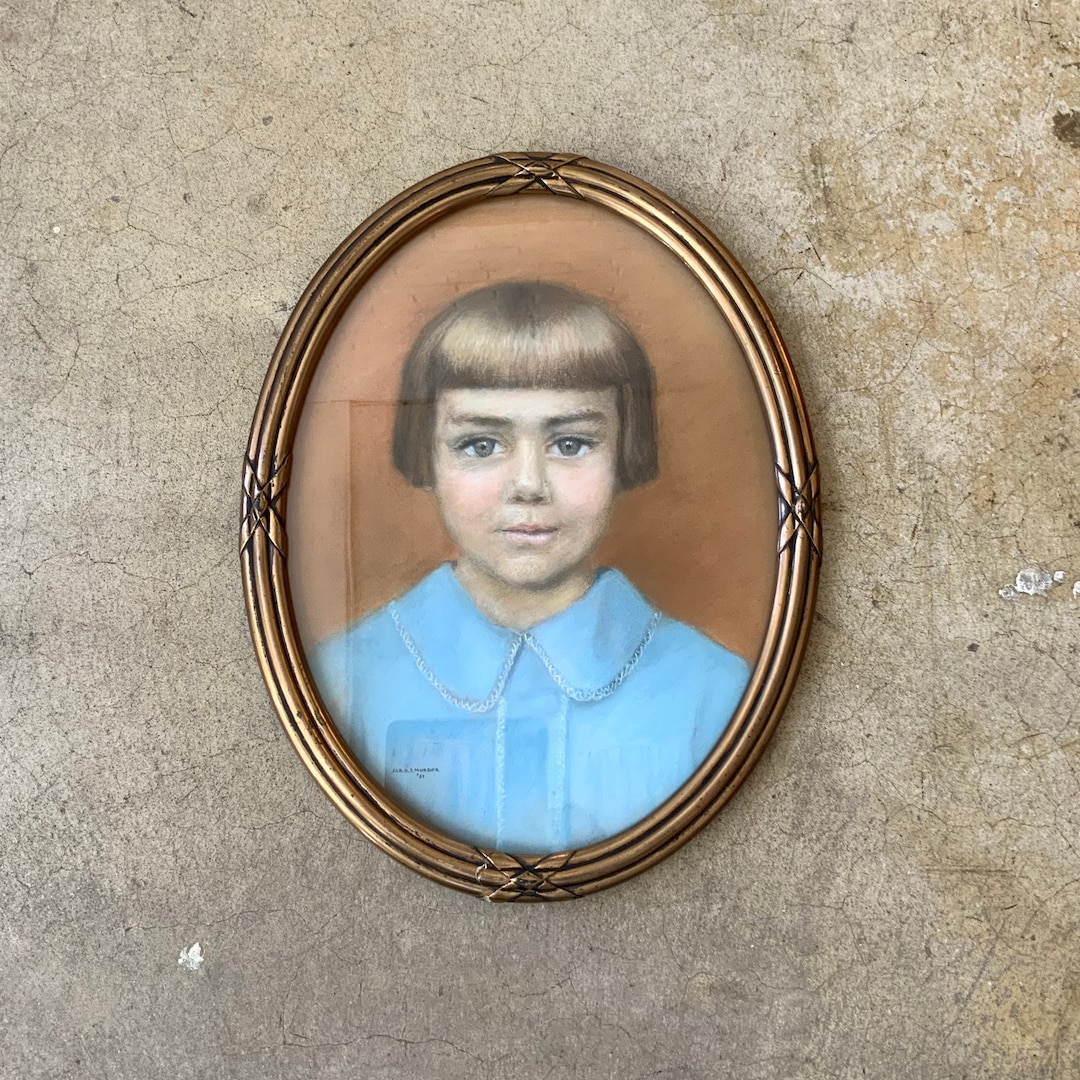 Vintage Pastel Portrait by Albert Mulder, Oval Gilt Frame, Ca: 1931. - Etsy