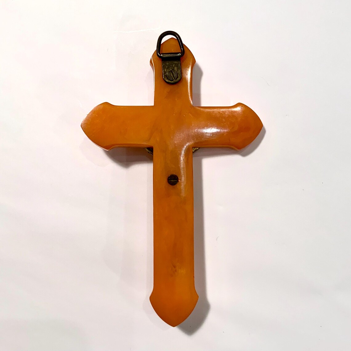 Vintage Bakelite Cross With Brass Crucifix, Butterscotch, Ca: 1930s. - Etsy