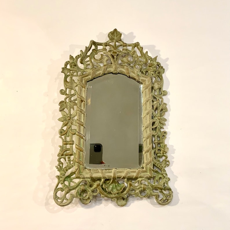 Antique Victorian Mirror, Cast Iron Frame With Beveled Mirror, Ca ...