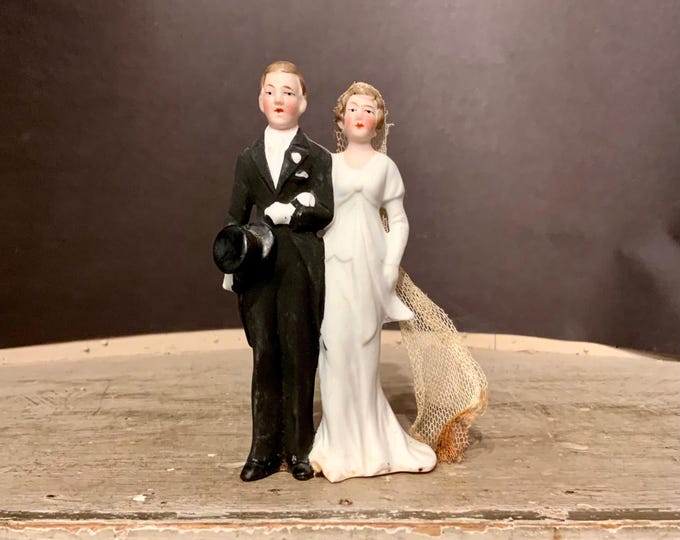 Antique Wedding Cake Topper, German Porcelain, Hand-painted, Ca: 1930s ...