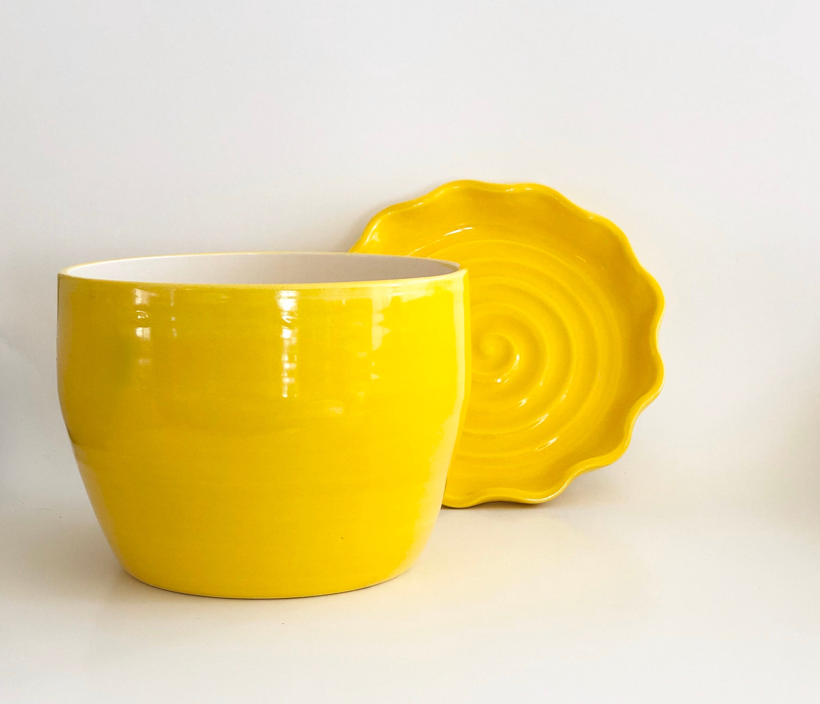 Yellow Planter with Holes, Bright Yellow Planter, Boho Planter, Boho ...