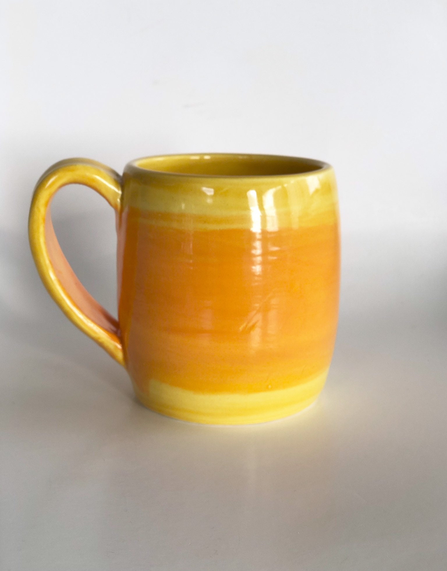 Handmade Bright Orange and Yellow Ceramic Mug