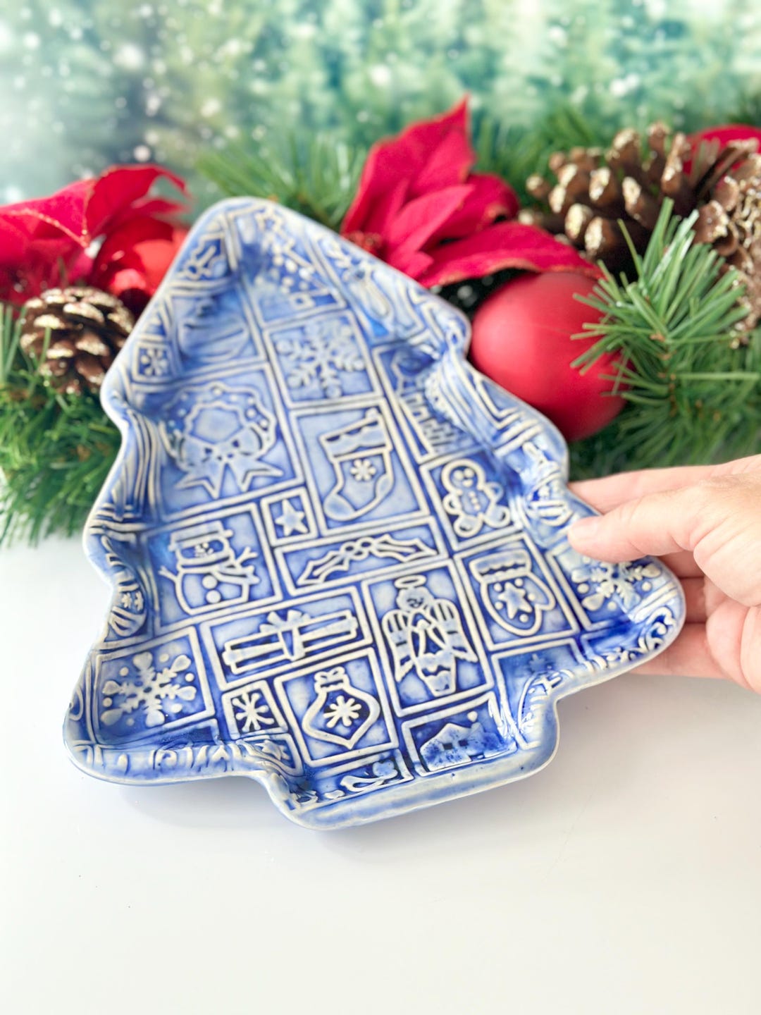 Christmas Tree Cookie Dish Santa Plate Housewarming Christmas Tree ...