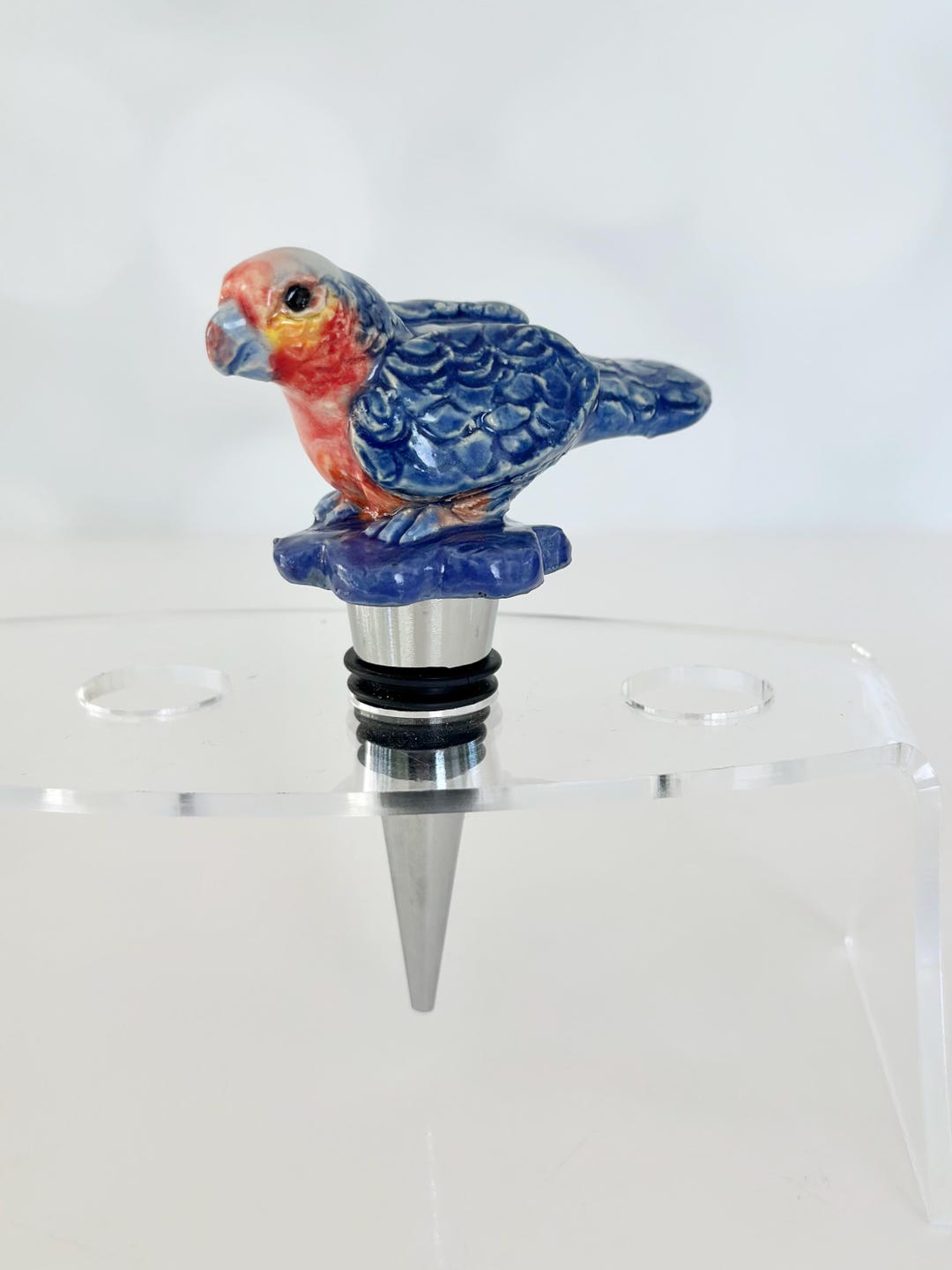 Hand Sculpted Parrot Wine Stopper: Stoneware Clay Bird Art - Etsy