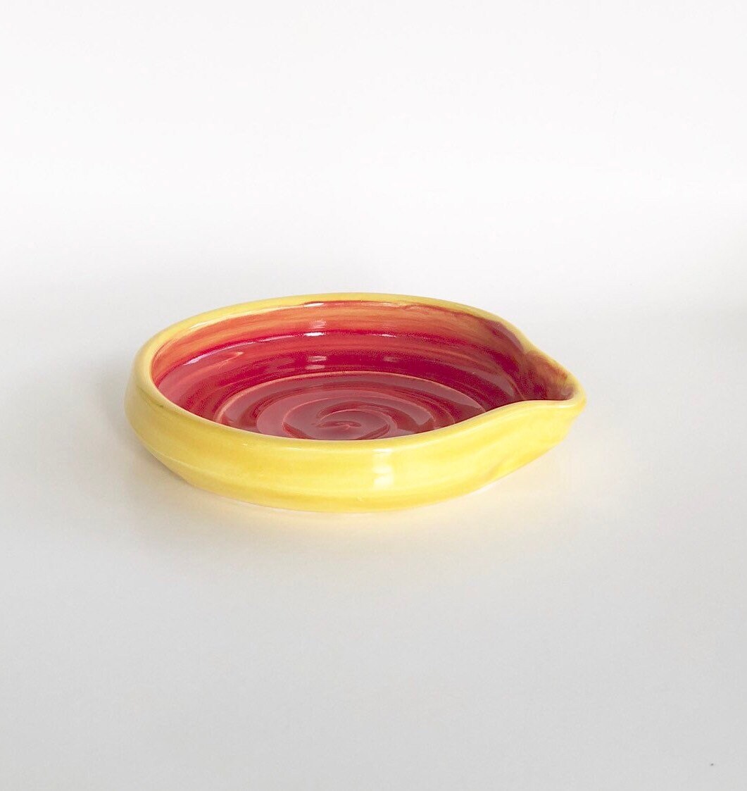 Handmade Red Yellow Spoon Rest