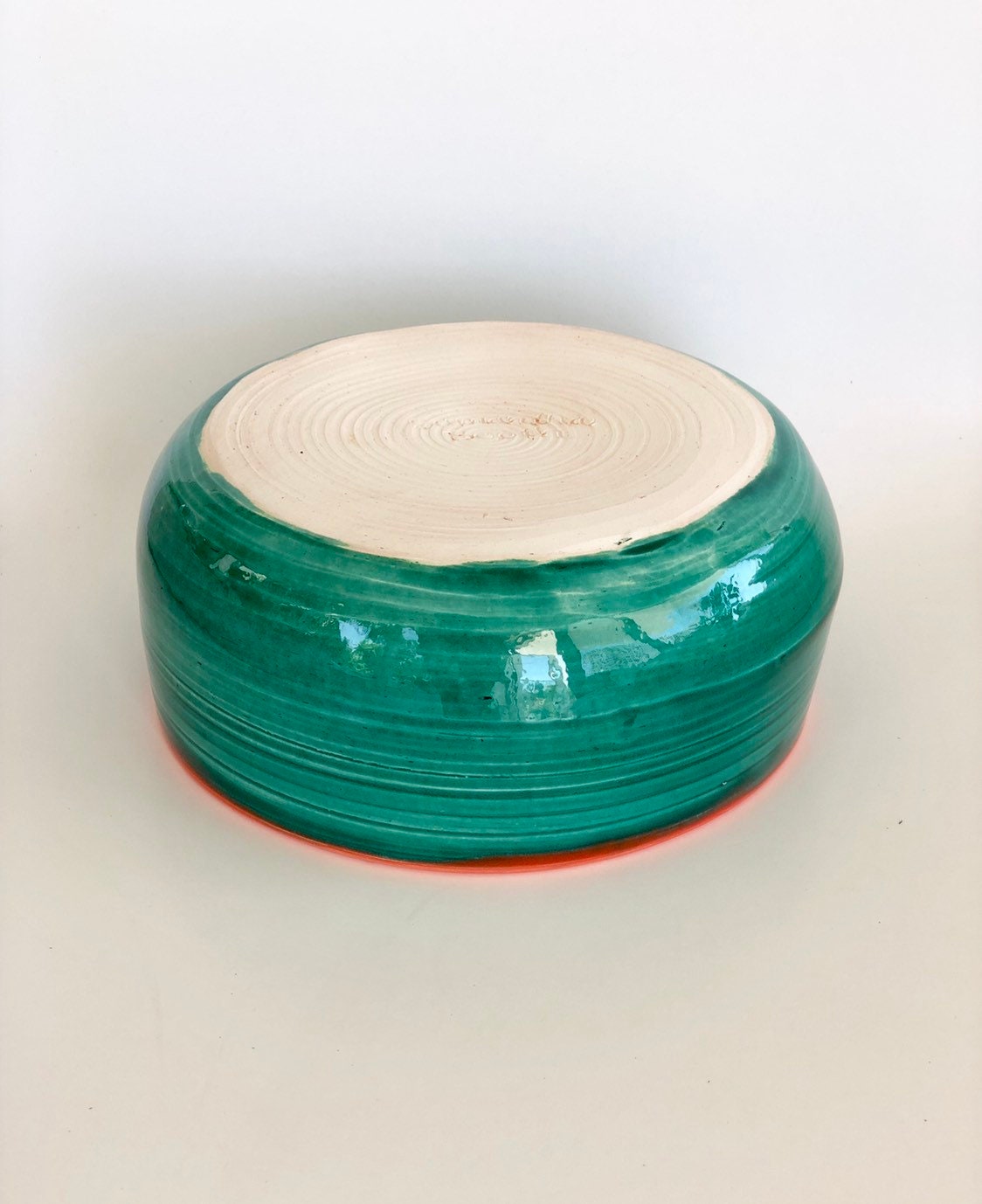 Green and Red Ceramic Pot Handmade