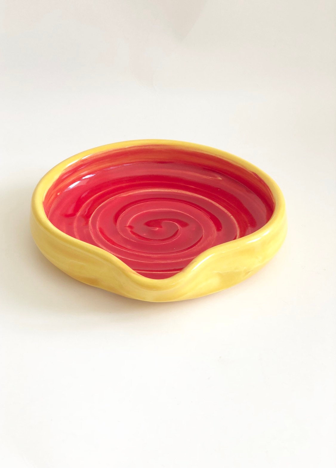 Handmade Red Yellow Spoon Rest