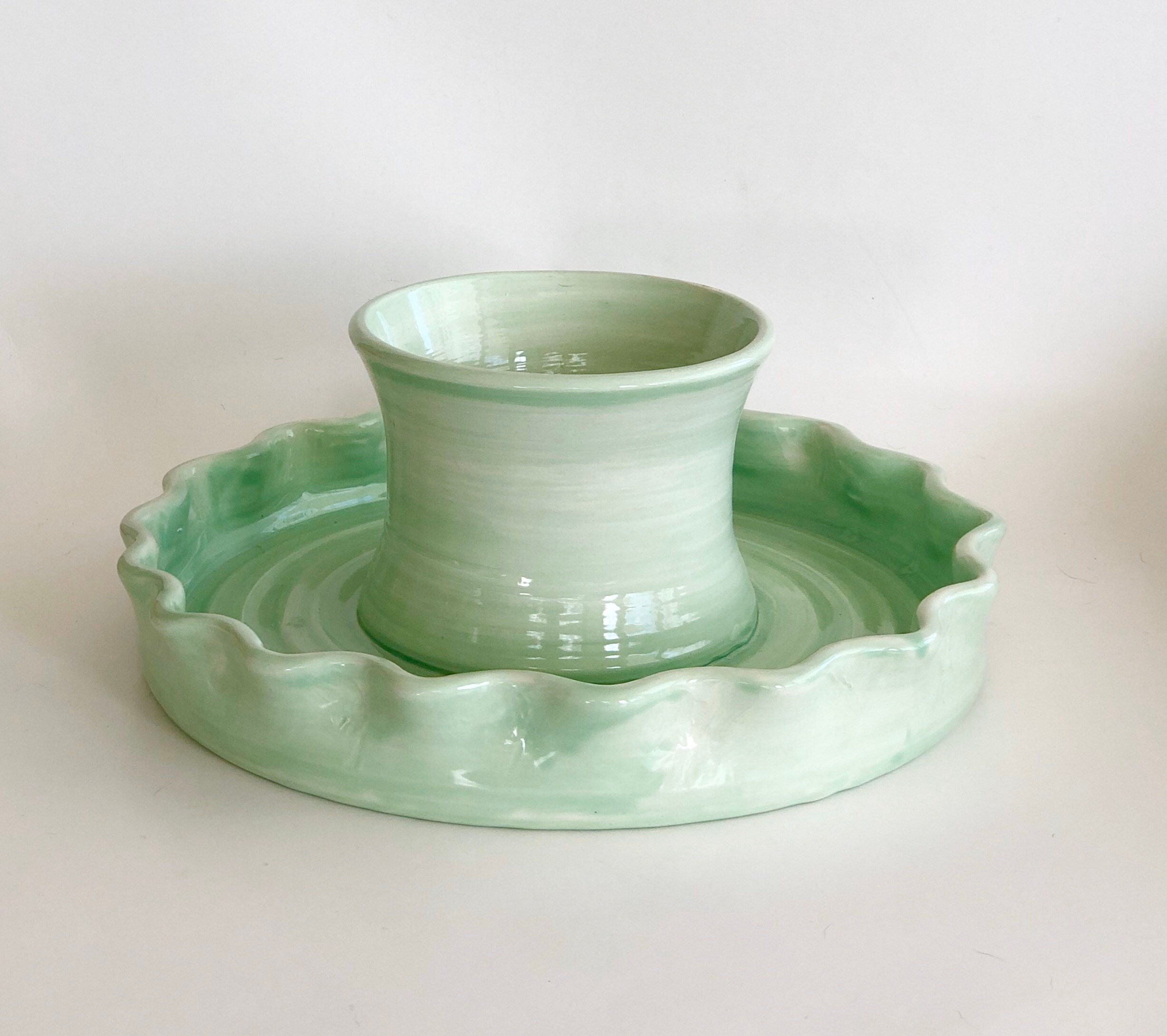 Reversible Cake Stand, Light Green Cake Plate, Ceramic Cake Plate, Cake ...