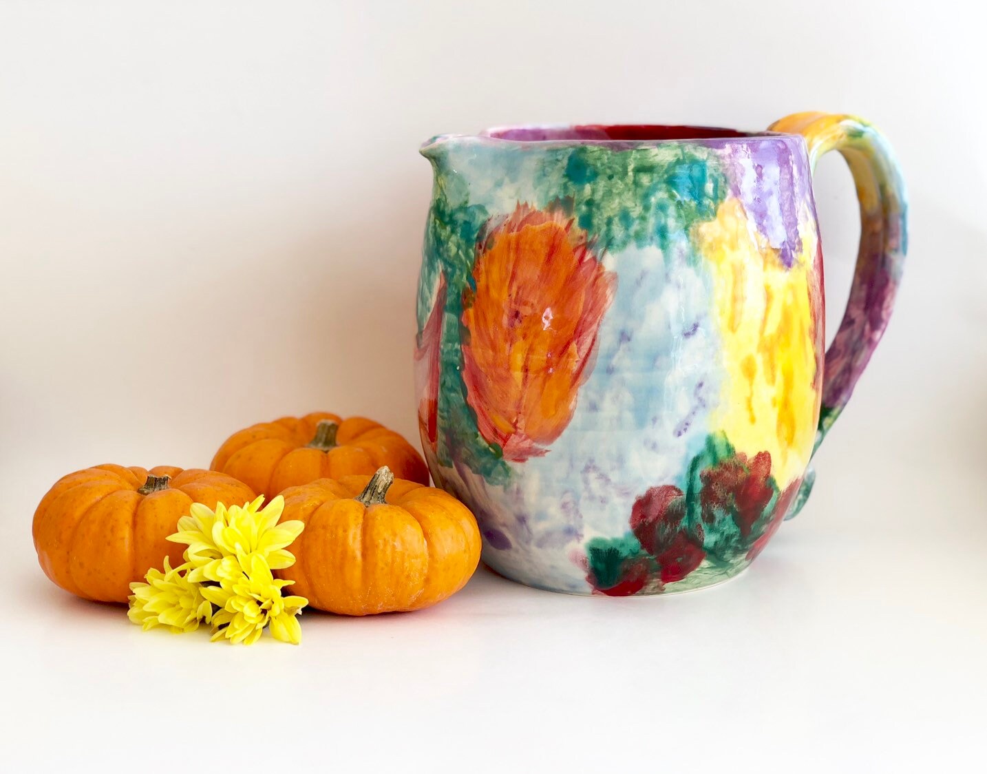 Ceramic Pitcher, Water Pitcher, Hand Painted Pitcher, Summer Pitcher ...