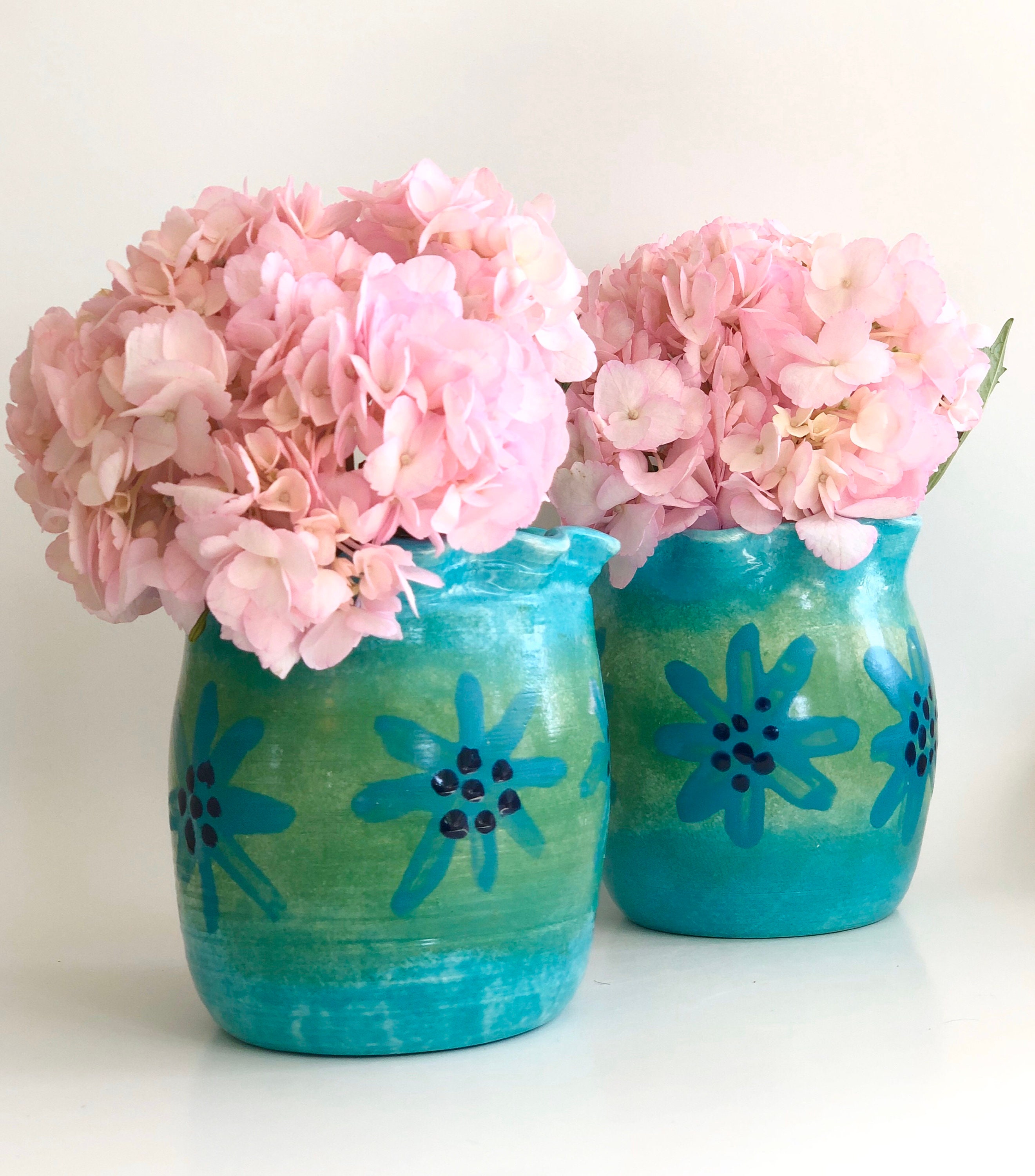 Turquoise Vase Handmade, Wheel Thrown Vase, Flower Vase, Aqua Pot ...