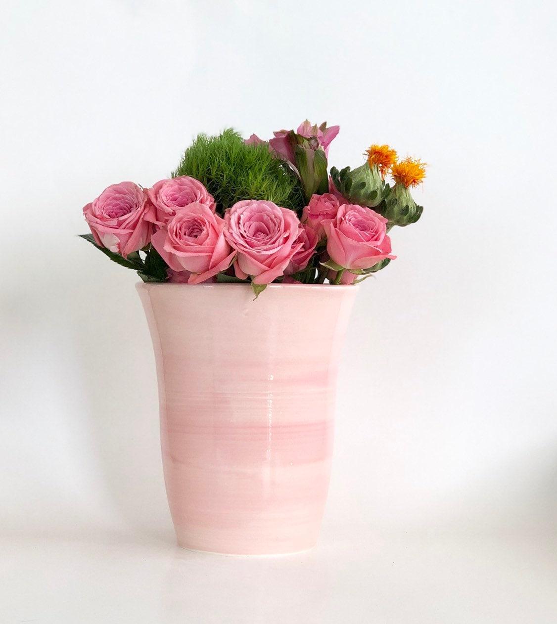 Ceramic Flower Vase, Pretty Pink Vase, Pretty Vase, Boho Vase, Pastel ...