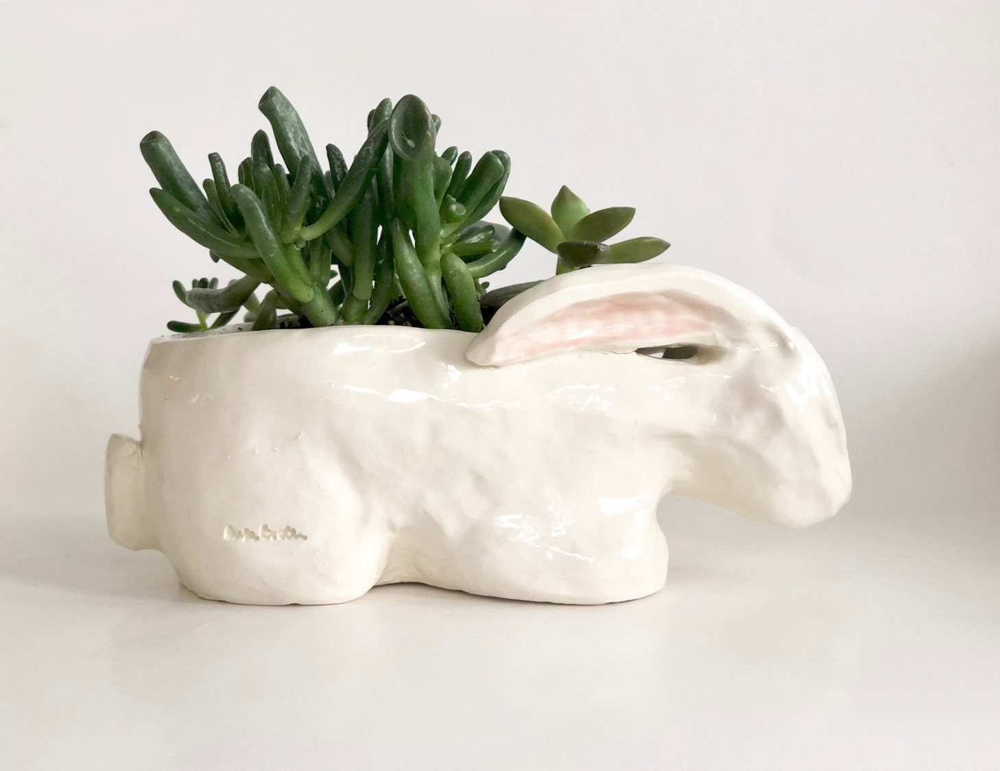 Handmade Rabbit Planter, Rabbit Lover Gift, Cute Planter Pot, Bunny ...
