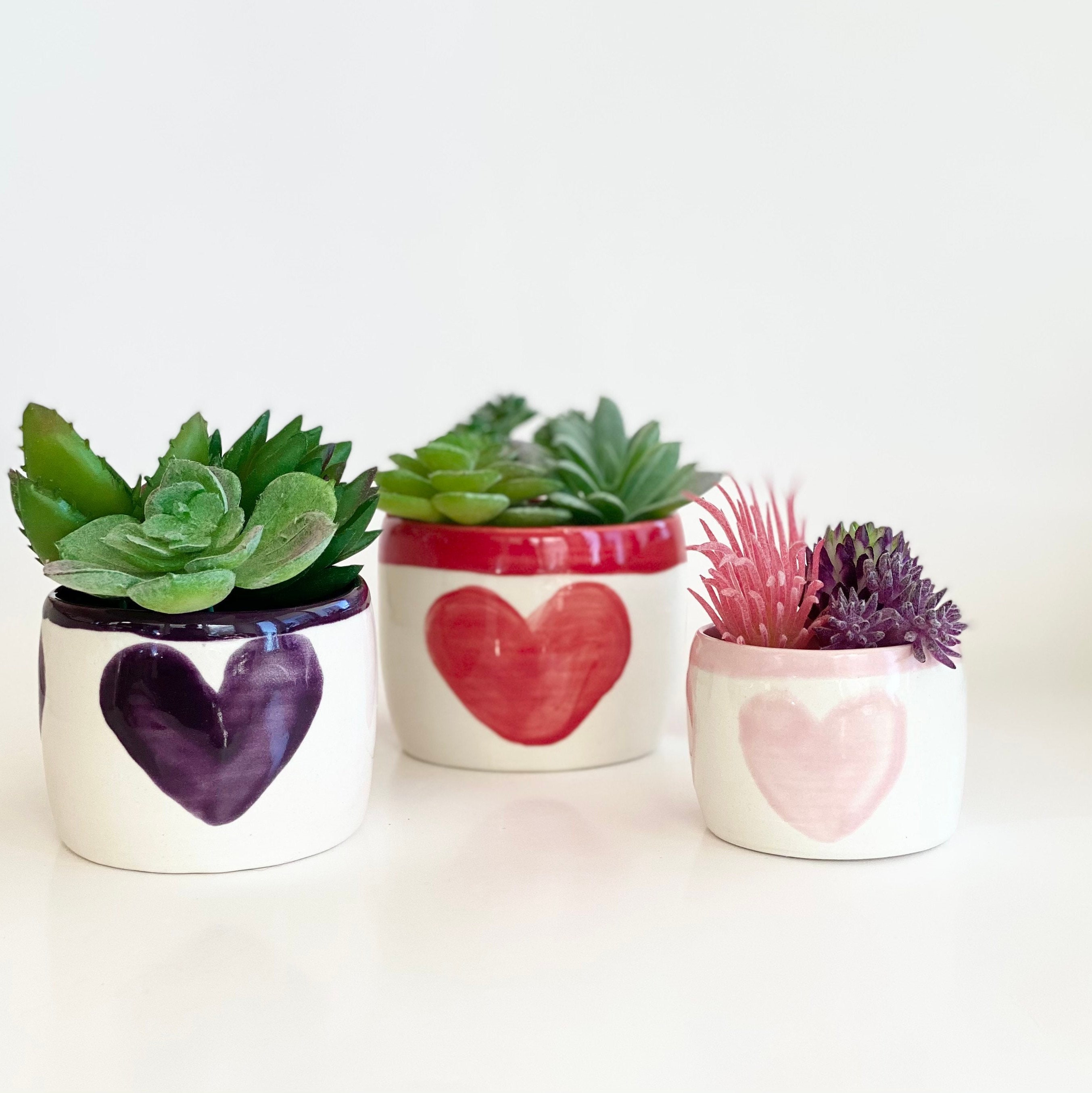 Heart Planter Pot, Valentine’s Day Gift, Girlfriend Gift, Red Planter ...