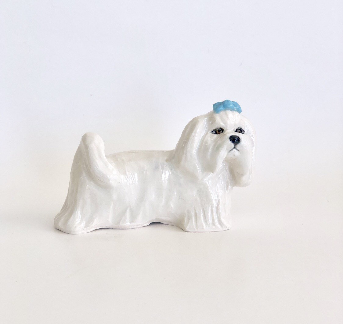 Maltese Paperweight, Handsculpted Ceramic Maltese, Clay Maltese ...