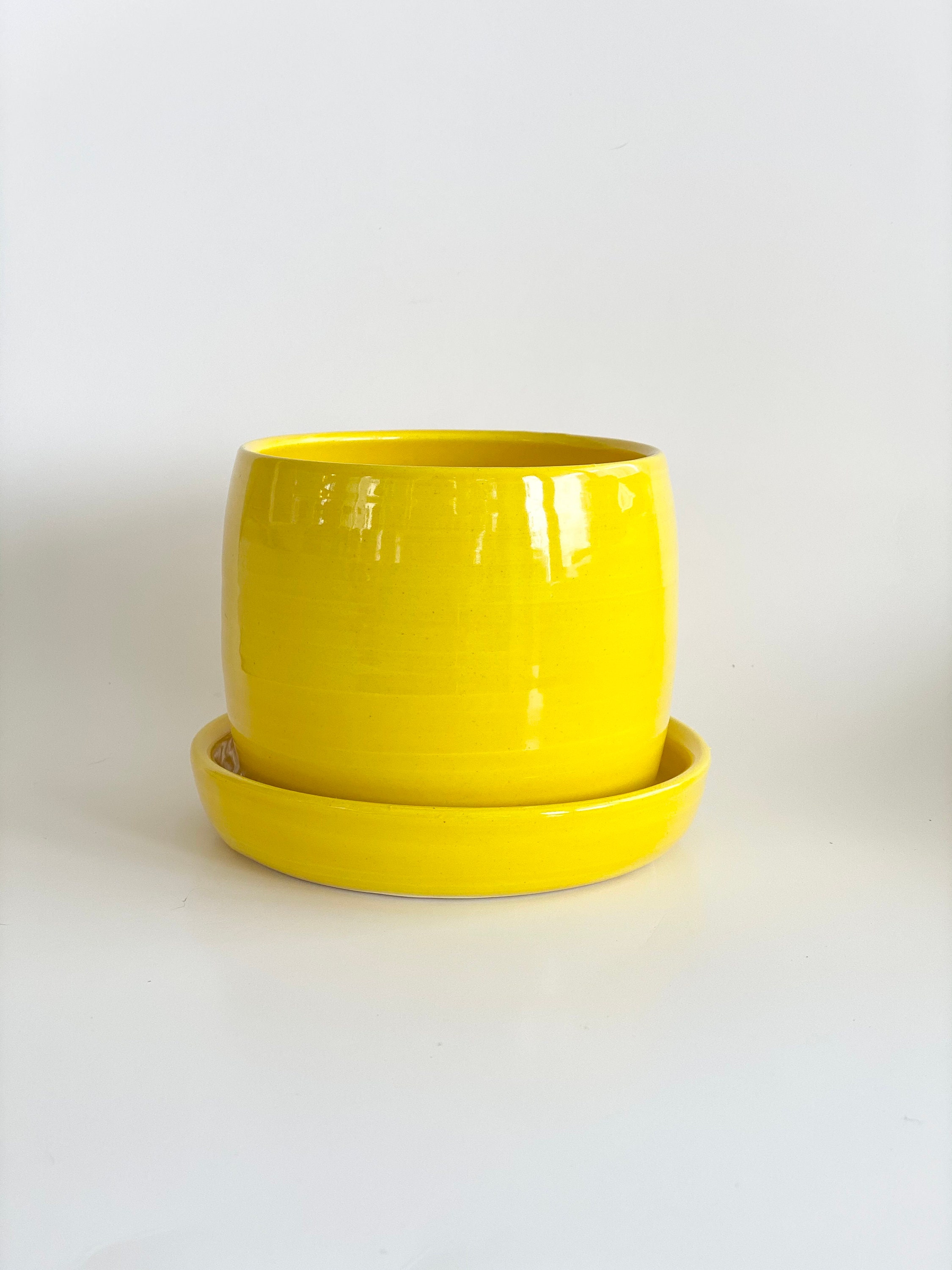 Yellow Planter with Holes, Bright Yellow Planter, House Planter, Boho ...