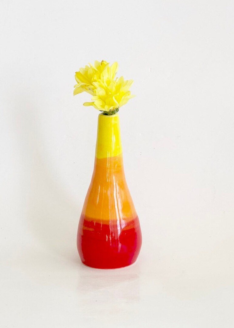 Mini Porcelain Vase, Red Mini Vase, Bud Vase Handmade, Ceramic Bud Vase ...