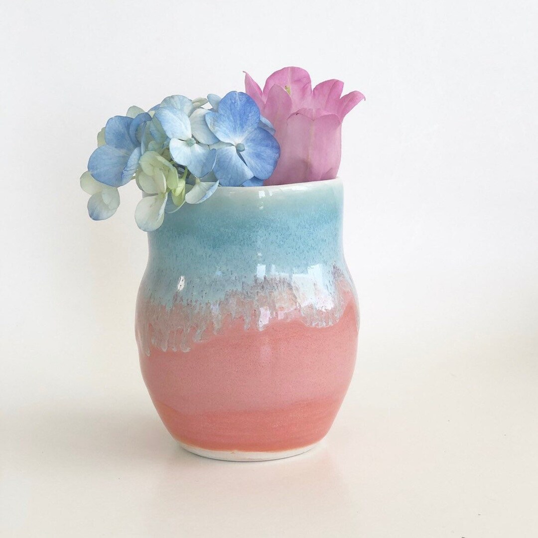 Ceramic Vase Small Vase Mini Vase Mini Flower Vase Pink Bud Vase Foyer ...