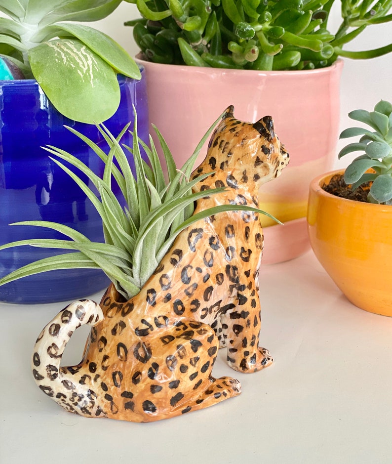 Leopard Planter Leopard Gift Leopard Art Jungle Animal - Etsy