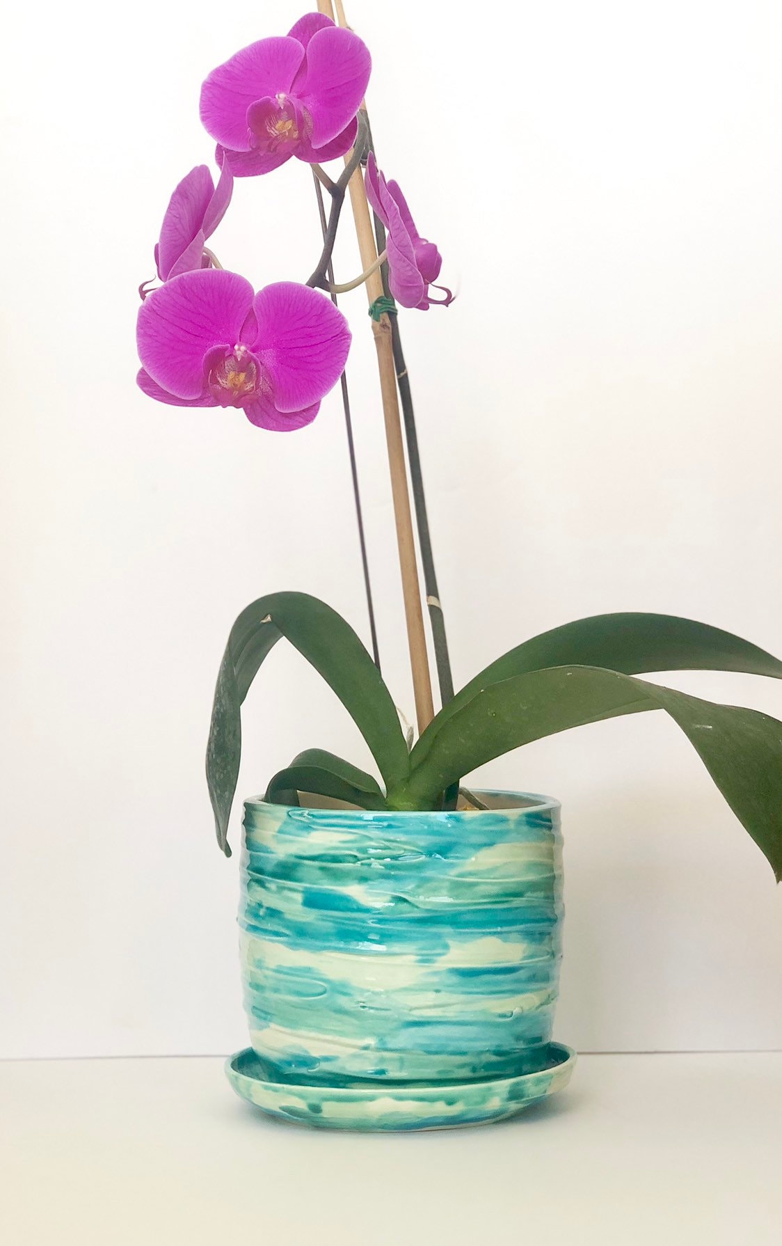 Turquoise Planter, Earthenware Pot, Pretty Aqua Pot, Teal Planter Pot ...