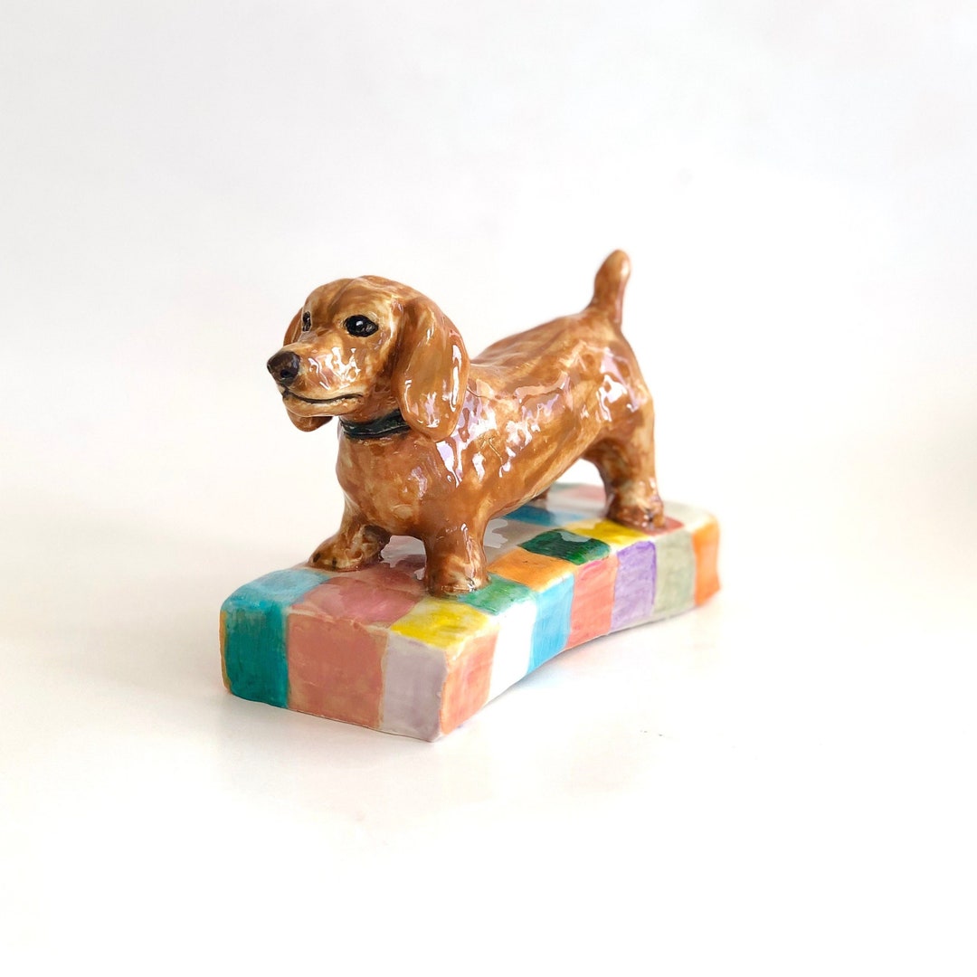Handmade Ceramic Dachshund Sculpture: Wiener Dog Art Paperweight - Etsy