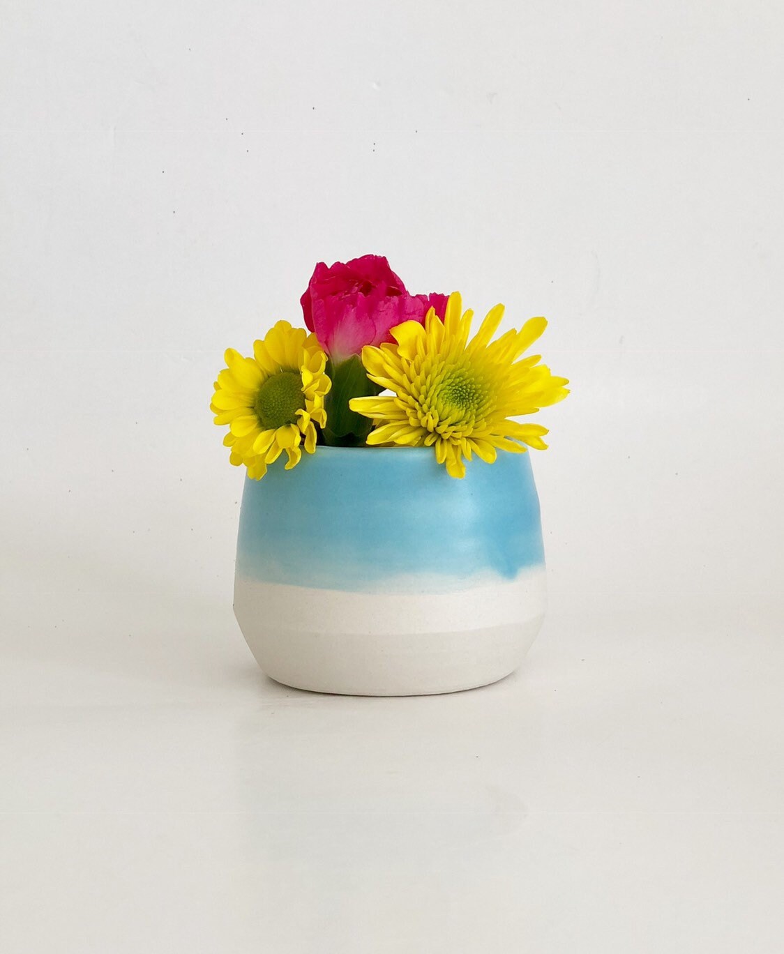 Mini Porcelain Pot, Blue Porcelain Bud Vase, White Mini Pot, Blue Mini ...