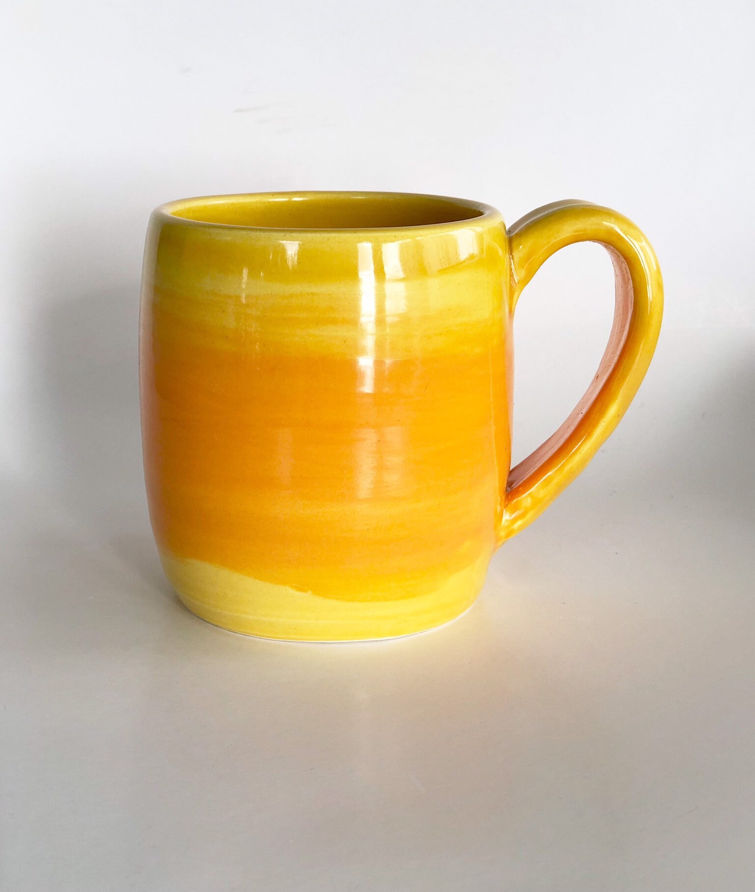 Handmade Bright Orange and Yellow Ceramic Mug