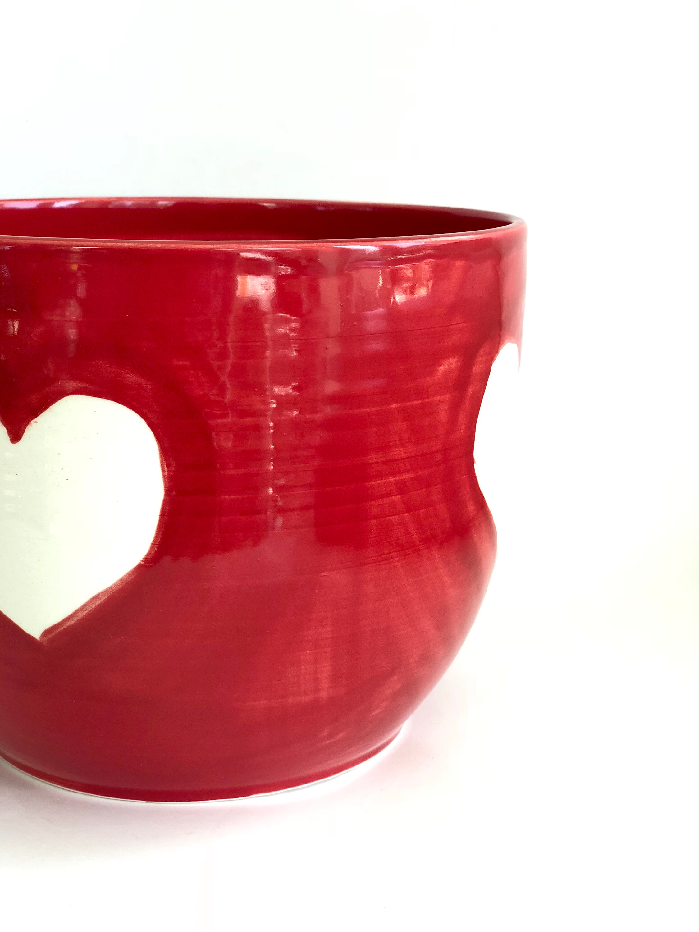 Heart Planter Pot, Heart Pot, Red Planter, Handmade Red Planter ...