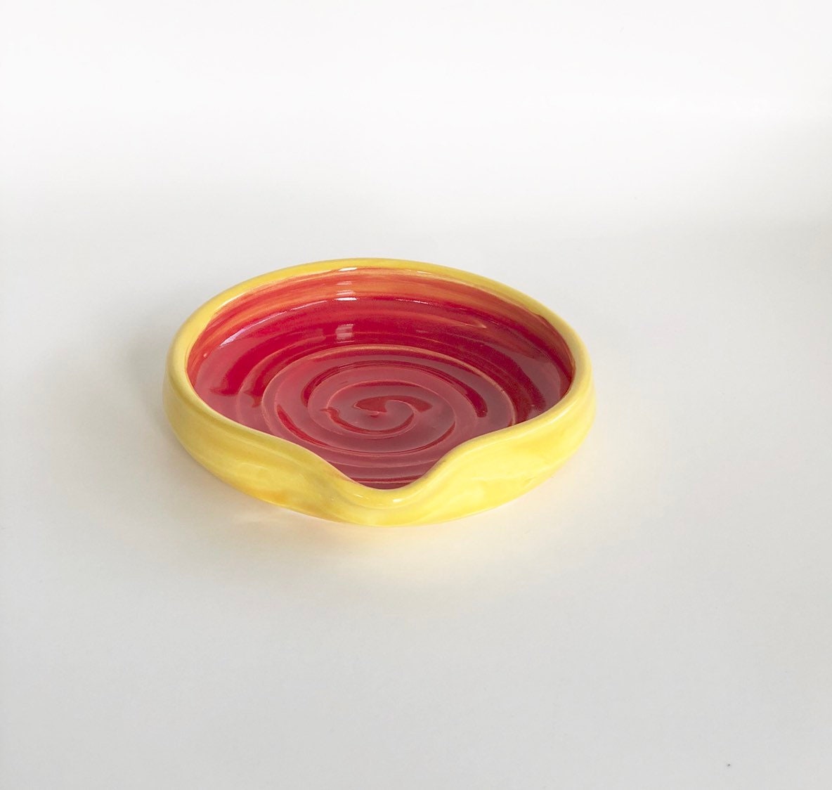 Handmade Red Yellow Spoon Rest