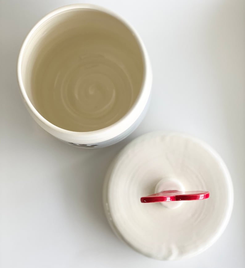 Handmade Ceramic Dog Treat Jar: Paw Print Kitchen Canister With Heart ...