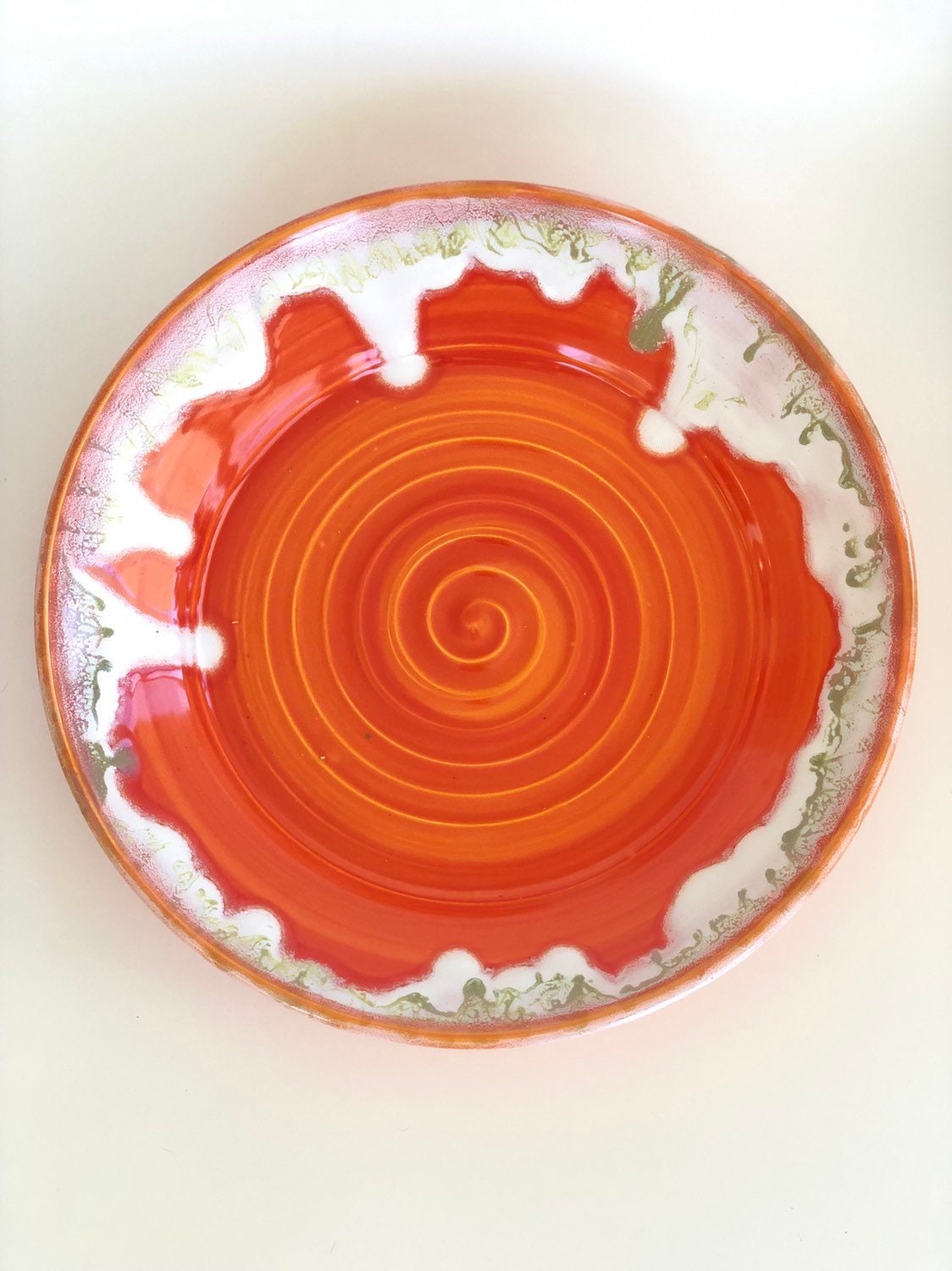 Orange Modern Plate, Modern Ceramic Wall Plate, Pottery Plate Orange ...